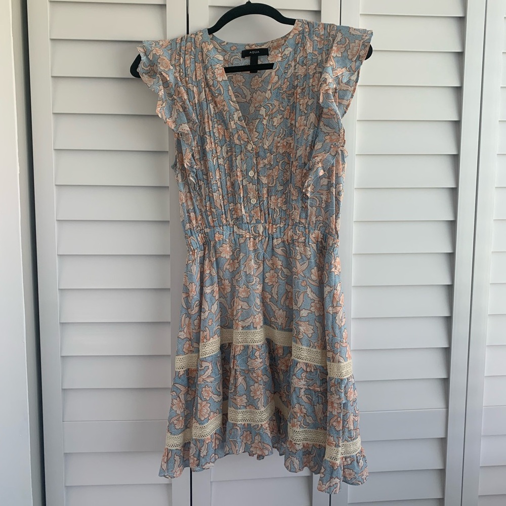 Aqua Brand Floral Tiered Mini Dress Small - Gem